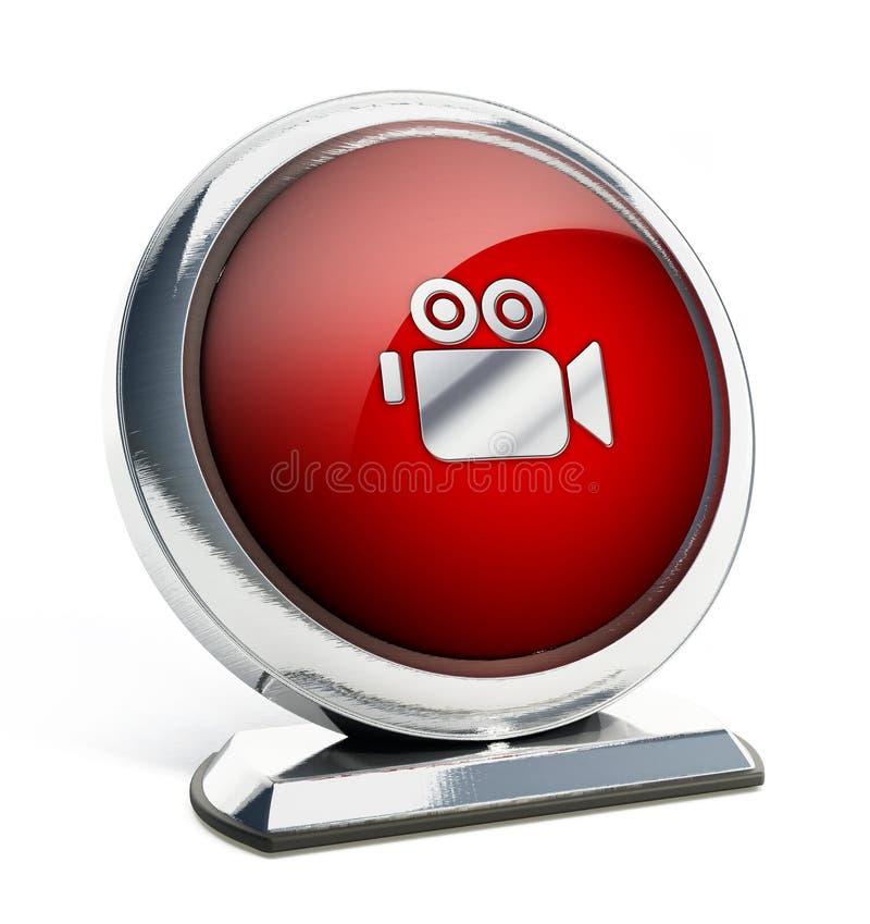 Glossy Red Button with Camera Symbol. 3D Illustration Stock ...