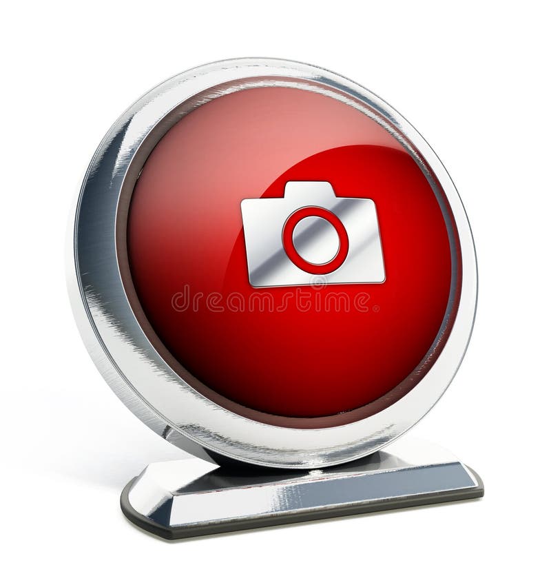 Glossy Red Button with Camera Symbol. 3D Illustration Stock ...