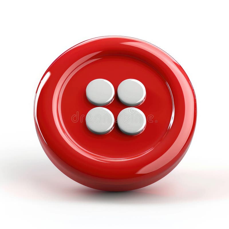 Large Red Button with Four White Buttons, 3D Render Stock Illustration ...