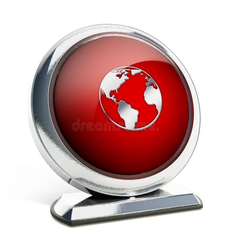 Glossy Red Button with Lightbulb Symbol. 3D Illustration Stock ...
