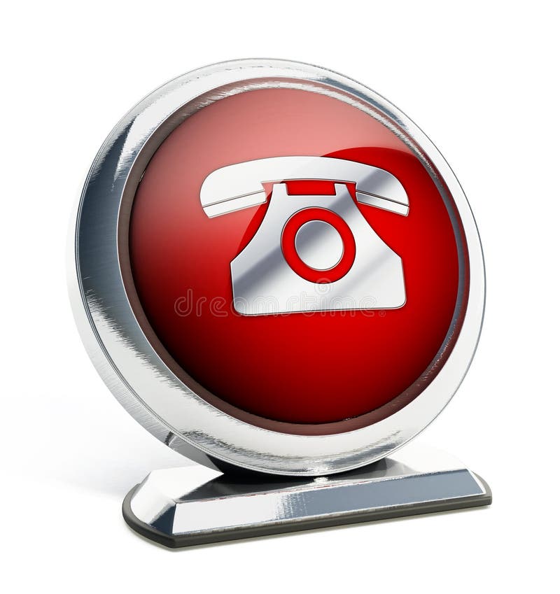 Glossy Red Button with Phone Symbol. 3D Illustration Stock Illustration ...