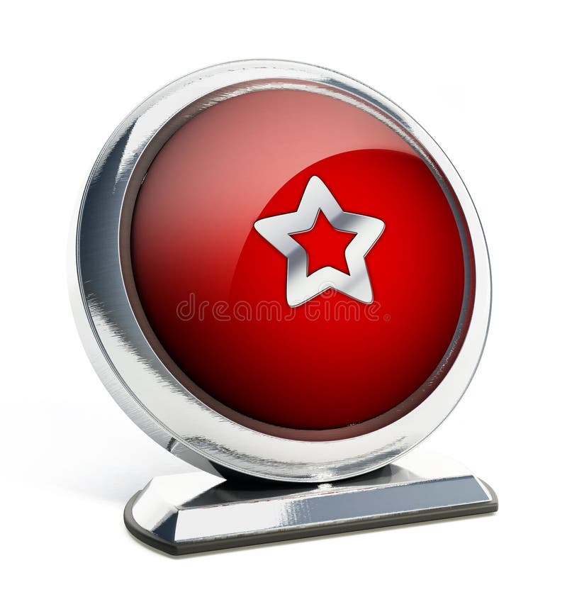 Glossy Red Button with Star Symbol. 3D Illustration Stock Illustration ...