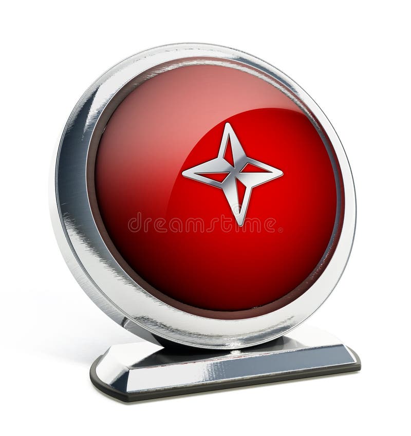 Glossy Red Button with Star Symbol. 3D Illustration Stock Illustration ...