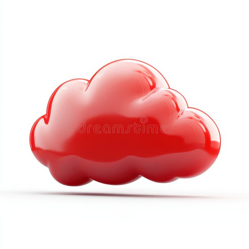 Glossy Red Cloud Icon 3D Render on White Stock Illustration ...