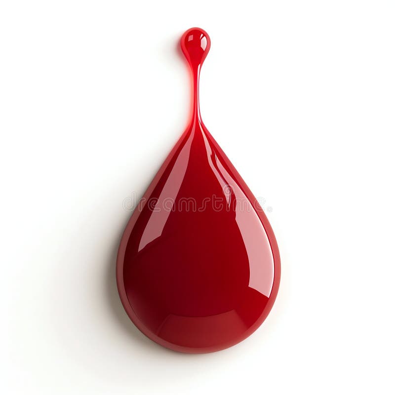 Glossy Red Drop on White Background. Generative Ai Stock Illustration ...