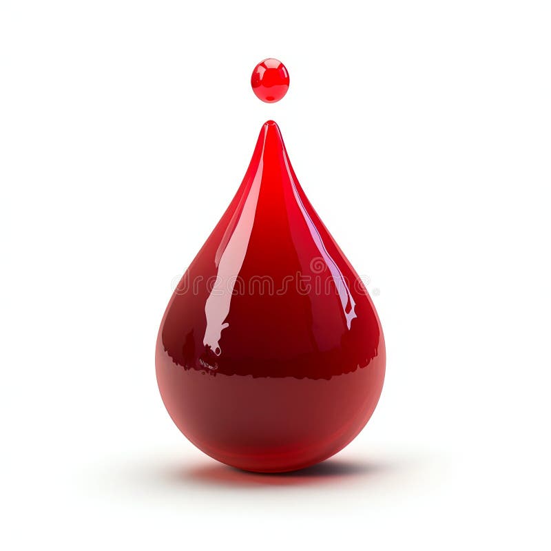 Glossy Red Drop on White Background. Generative Ai Stock Illustration ...