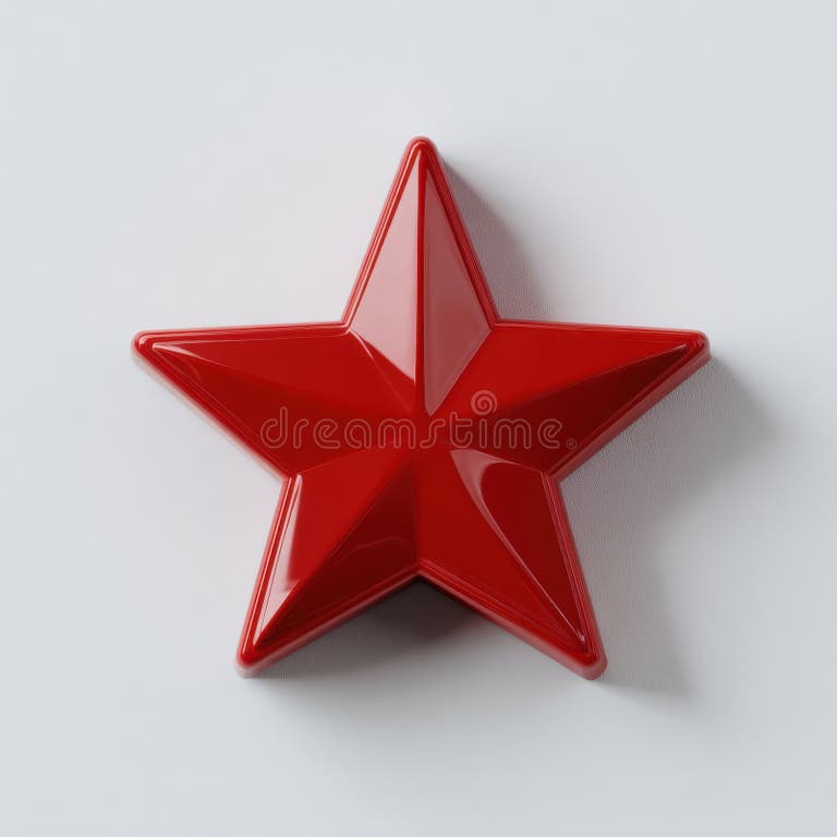 Glossy Red Five Pointed Star on White Background Stock Illustration ...