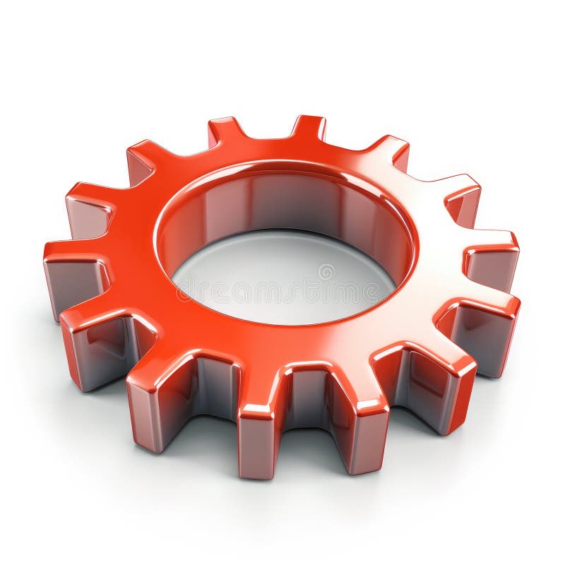 Red Shiny Gear Cogwheel: 3D Render of a Mechanism Part Stock ...