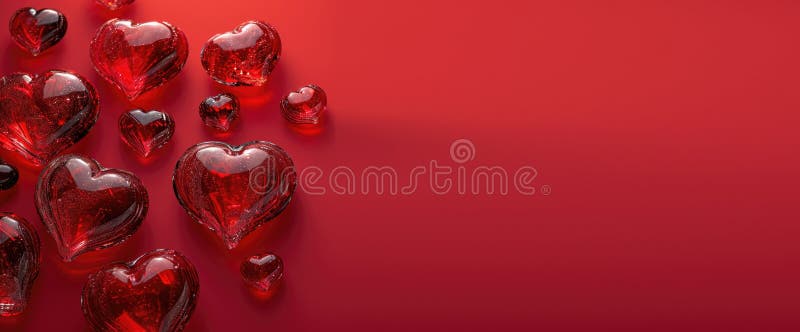 Glossy Red Heart Balloons Clustered, on a Romantic Red Backdrop. Stock ...