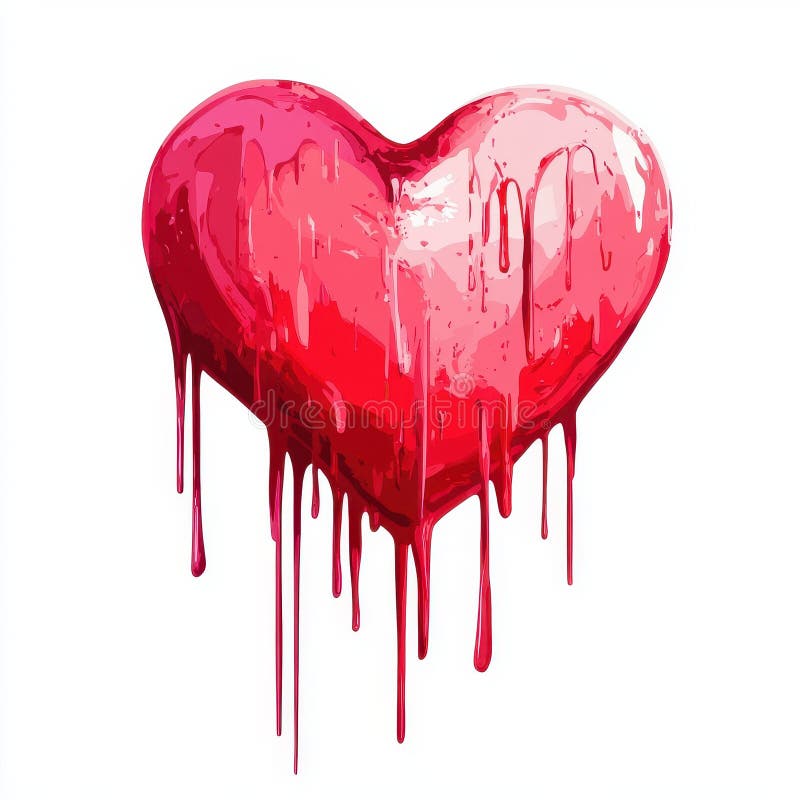A Glossy Red Heart with Dripping Paint, Symbolizing Love and Emotion ...