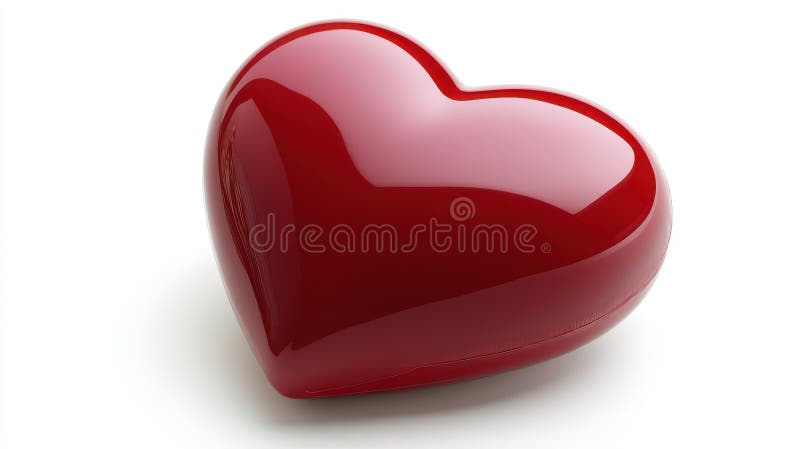 Glossy Red Heart: a Symbol of Love and Affection on White Background ...