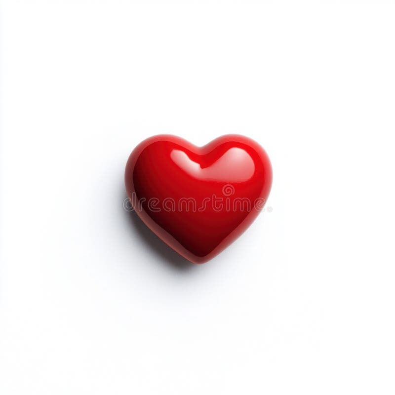 Glossy Red Heart on White Background. Stock Illustration - Illustration ...