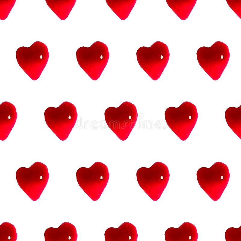 Glossy Red Hearts Seamless Pattern Background Stock Vector ...