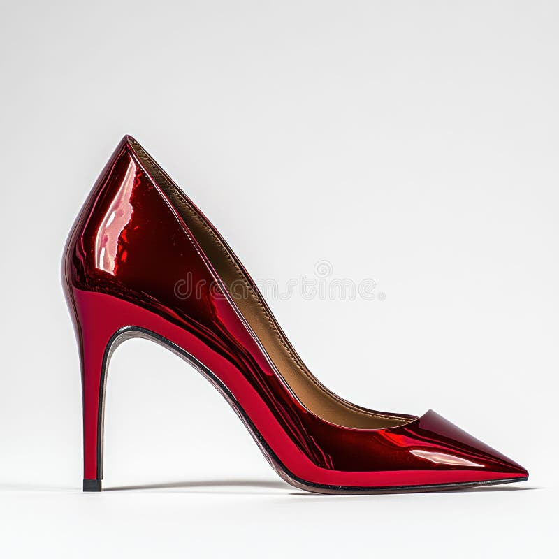 Glossy Red High Heel Shoe Isolated on White Stock Illustration ...