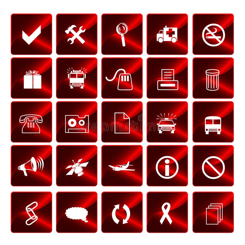 Glossy red icons stock vector. Illustration of icon, tools - 6455755