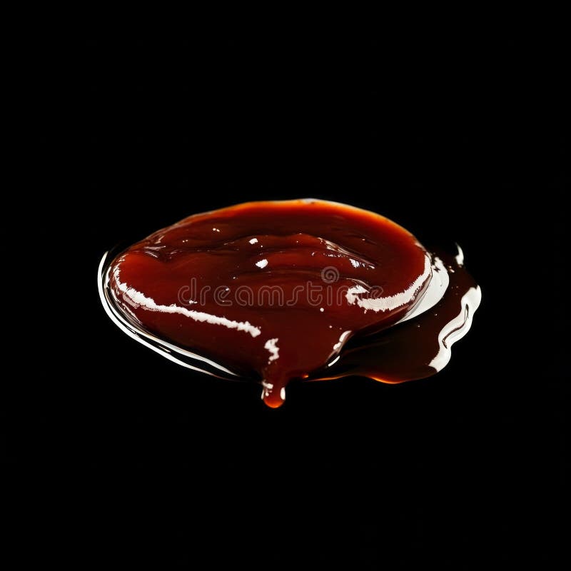 Glossy Red Ketchup Dollop on Black Background Highlighting Textures and ...