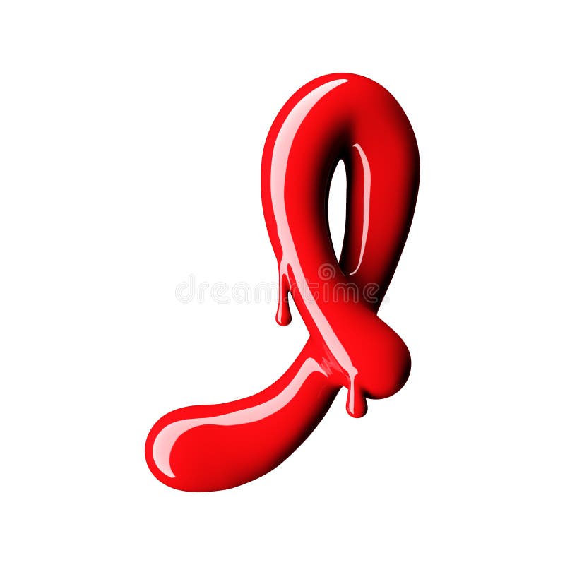 Leaky Red Alphabet Isolated on White Background. Handwritten Cursive ...