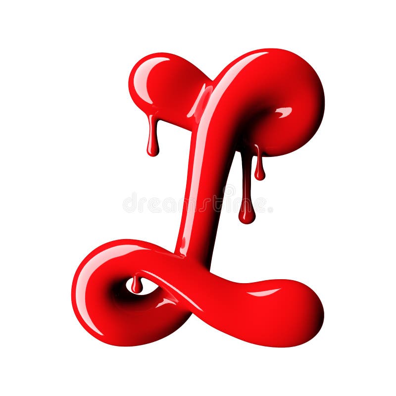 Glossy Red Letter L Uppercase. 3D Rendering Stock Illustration ...