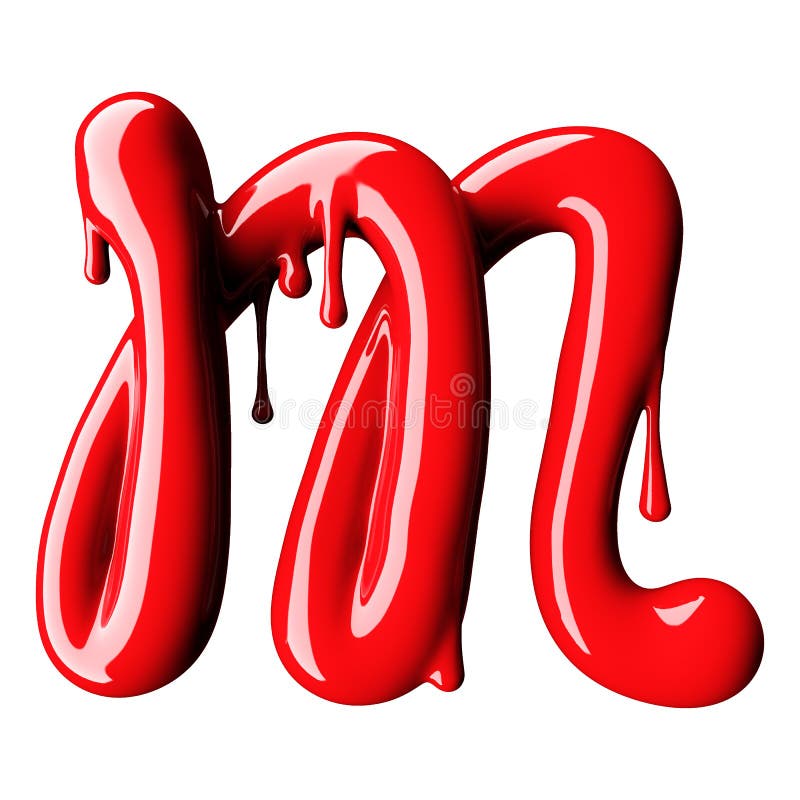 Glossy Red Letter M Uppercase. 3D Rendering Stock Illustration ...