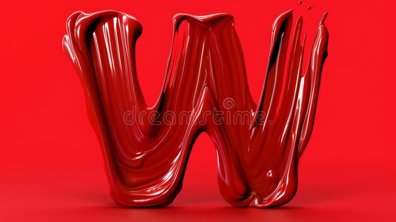 Glossy Red Letter W on Red Background Stock Image - Image of color ...