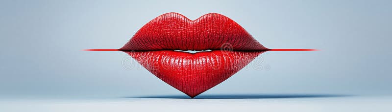 Glossy Red Lips in Heart Shape on Soft Gradient Background for Creative ...