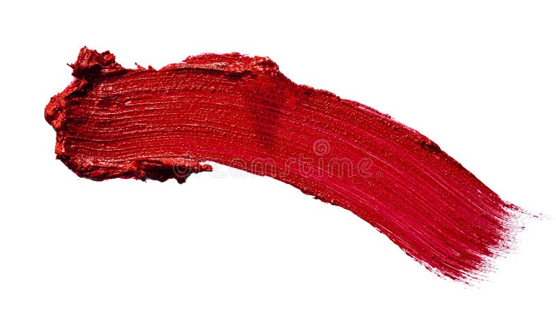 Glossy Red Lipstick Stain Swatch Isolated on White Stock Photo - Image ...