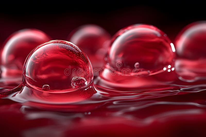 Glossy Red Liquid Spheres on Vibrant Surface - Abstract Design for Art ...