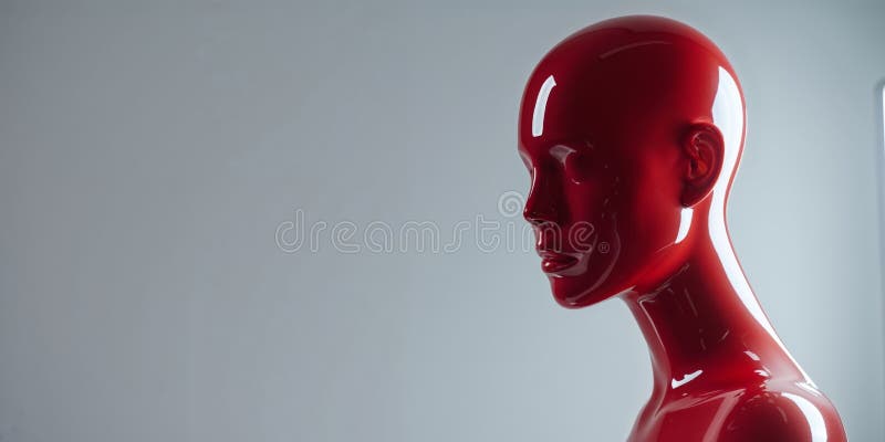 Glossy Red Mannequin with Smooth Features in Studio Lighting Stock ...