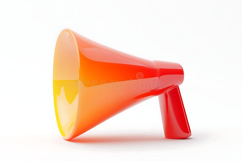 Glossy Red Orange Megaphone Isolated on White Background, Promotion ...