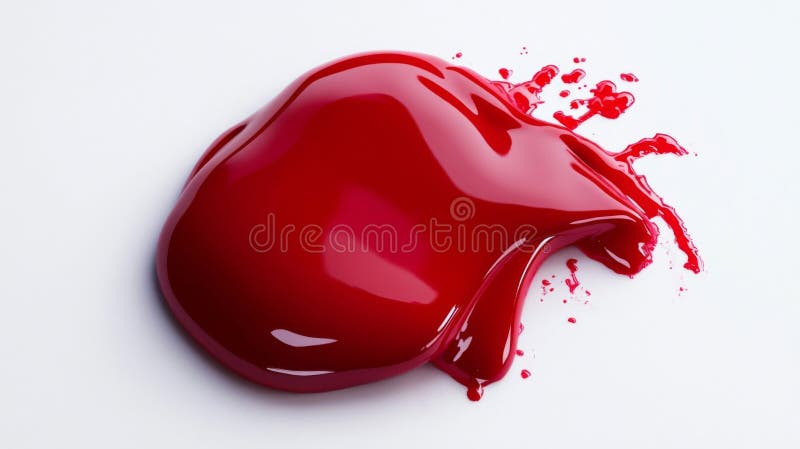 Glossy Red Paint Spilled on White Background Stock Illustration ...