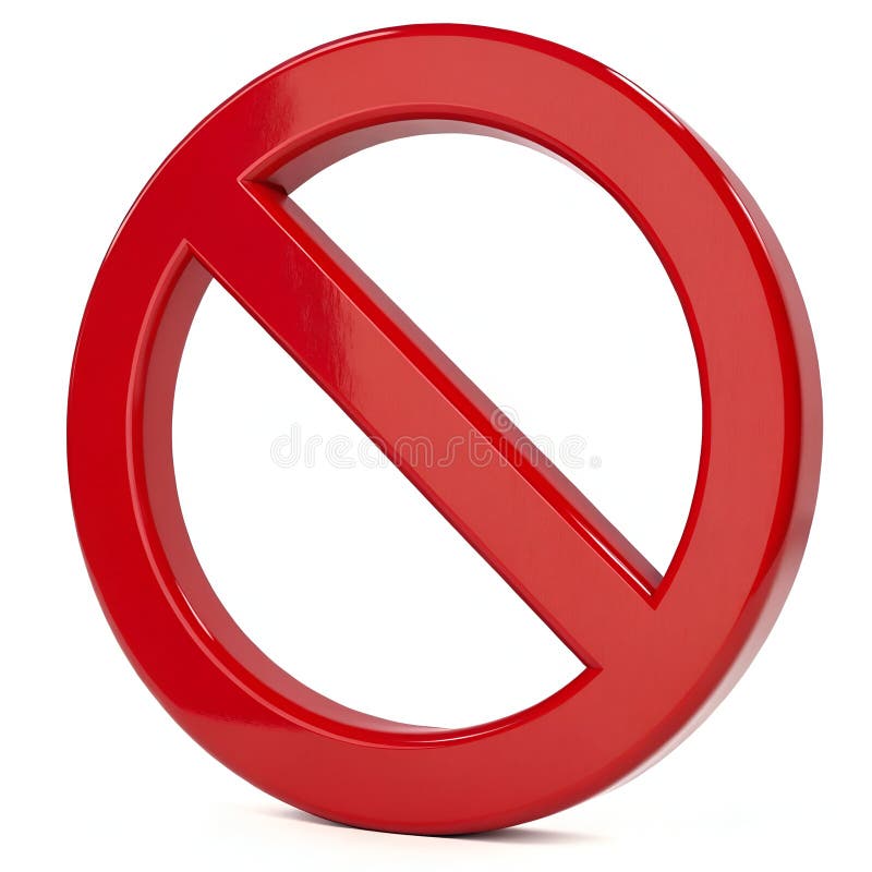 Glossy Red Prohibition Symbol Isolated on White Background Stock ...