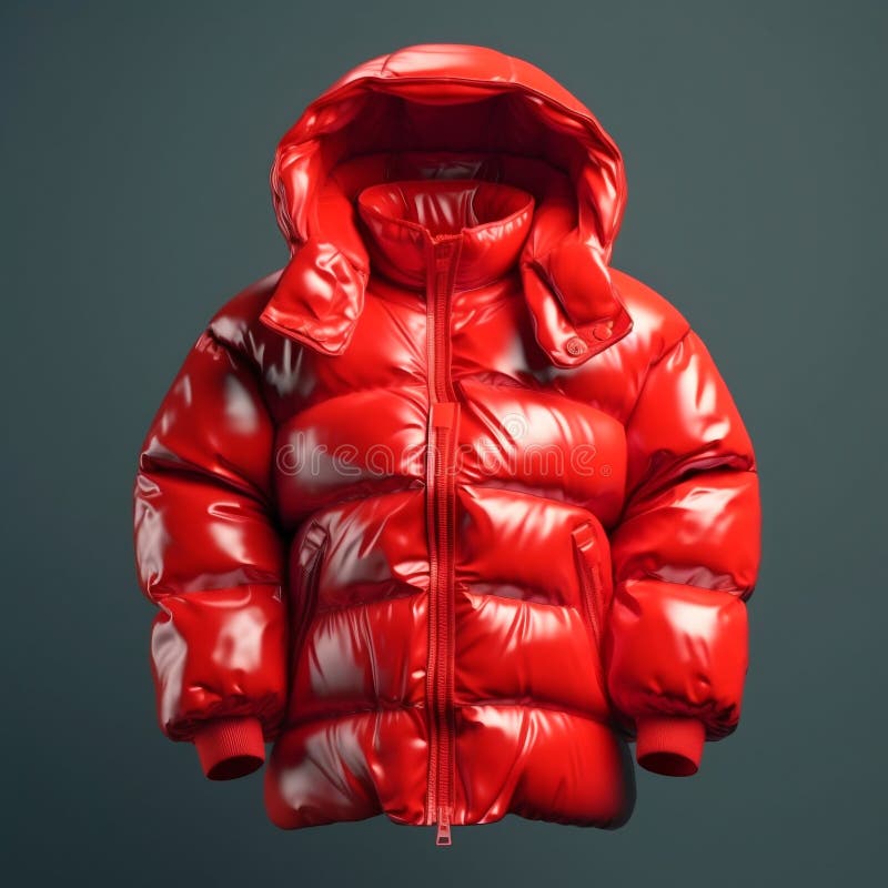 Glossy Red Puffy Jacket. Generative AI Stock Illustration ...