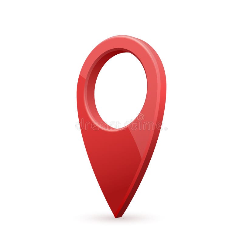 Red Realistic Map Pointer. Location Symbols Vector Set Isolated on White Background. Web ...