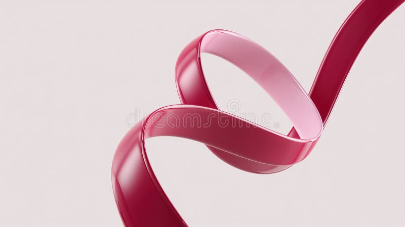 Glossy Red Ribbon Loop. Minimalistic Abstract Form with Clean ...