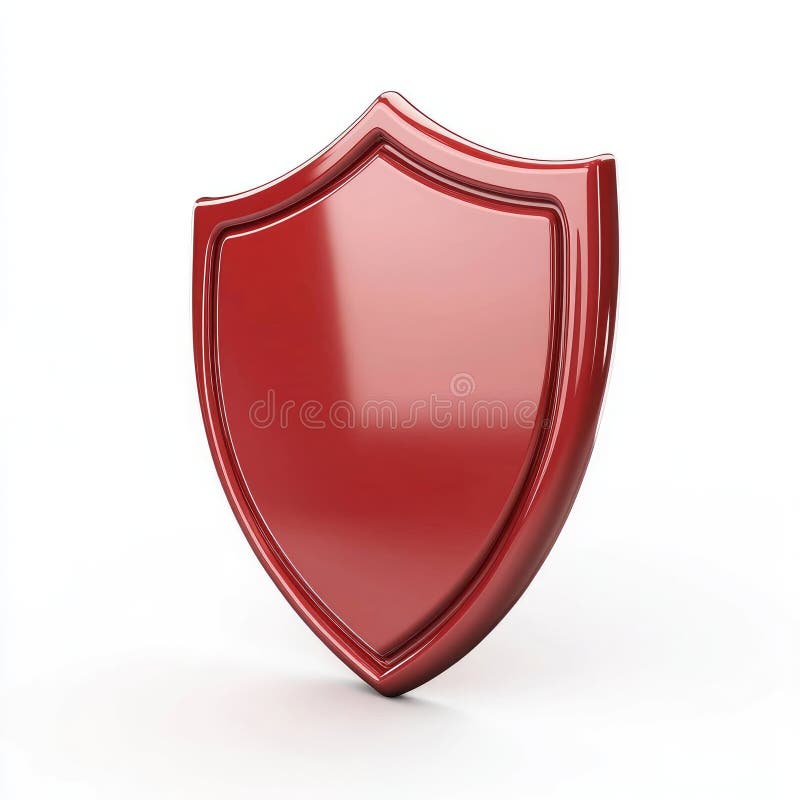 Red Glossy Shield: Security and Protection Concept Stock Illustration ...