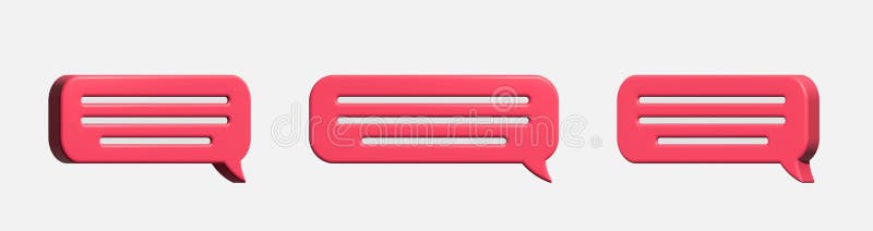 Glossy Red Speech Bubbles, Dialogue, Messenger Shapes. 3D Render Vector ...