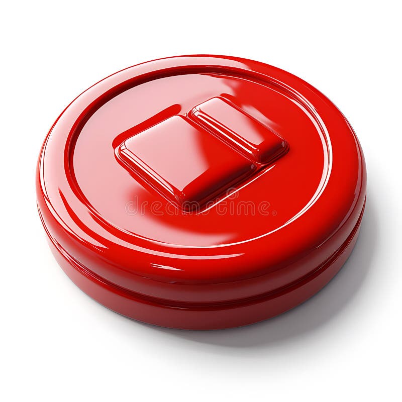 Glossy Red Stop Button Illustration Symbol Isolated on White Round ...