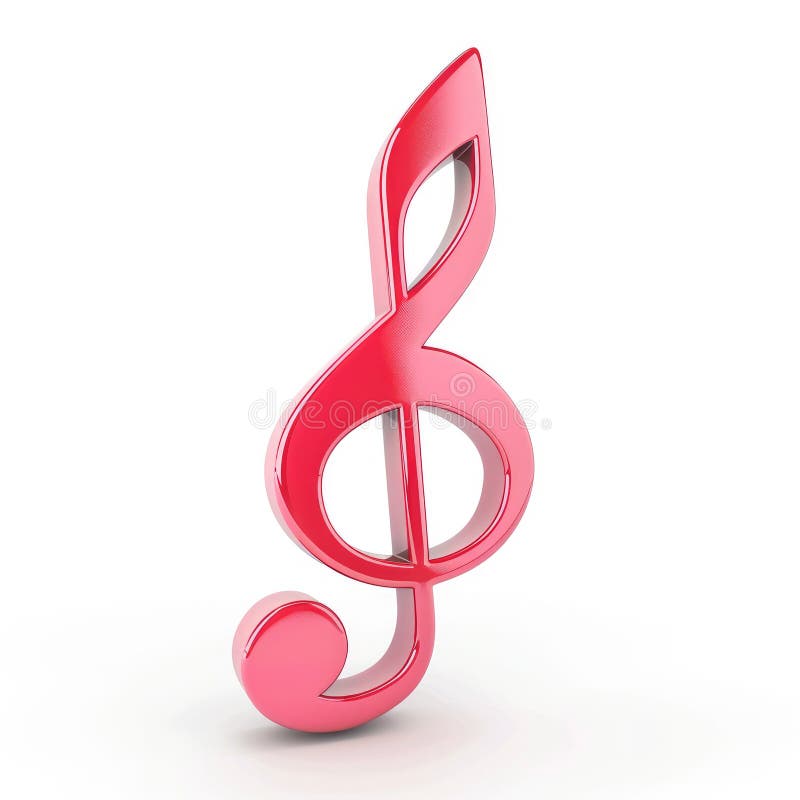 Shiny Red Treble Clef Musical Note Symbol, 3D Render Stock Illustration ...