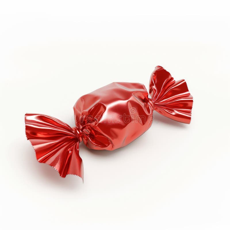Shiny Red Candy Wrapped Foil White Background Still Life Stock Photos ...
