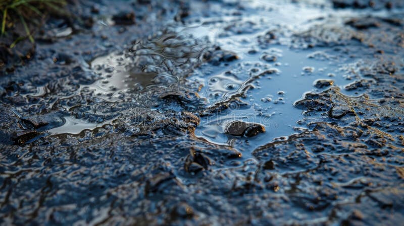 The Glossy and Reflective Texture of a Puddle of Mud after a Recent ...