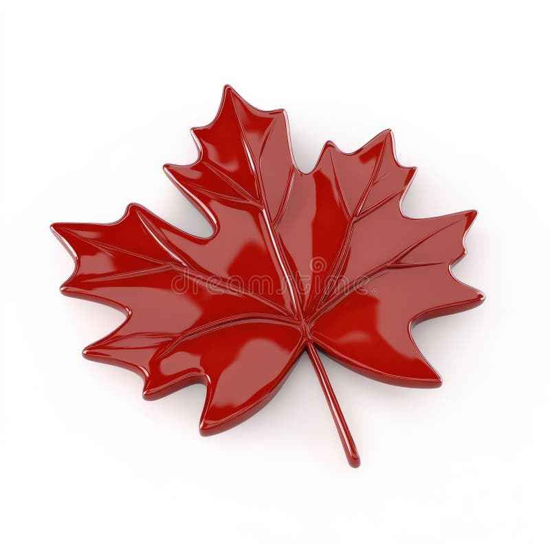 Glossy Red Maple Leaf: 3D Render for Autumn Designs Stock Illustration ...
