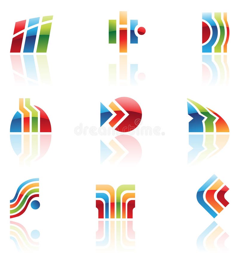 Glossy retro icons, logos stock vector. Illustration of blue - 8669079