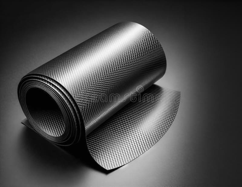 Glossy, Rolled Carbon Fiber Sheet Highlighting Its Woven Texture and ...