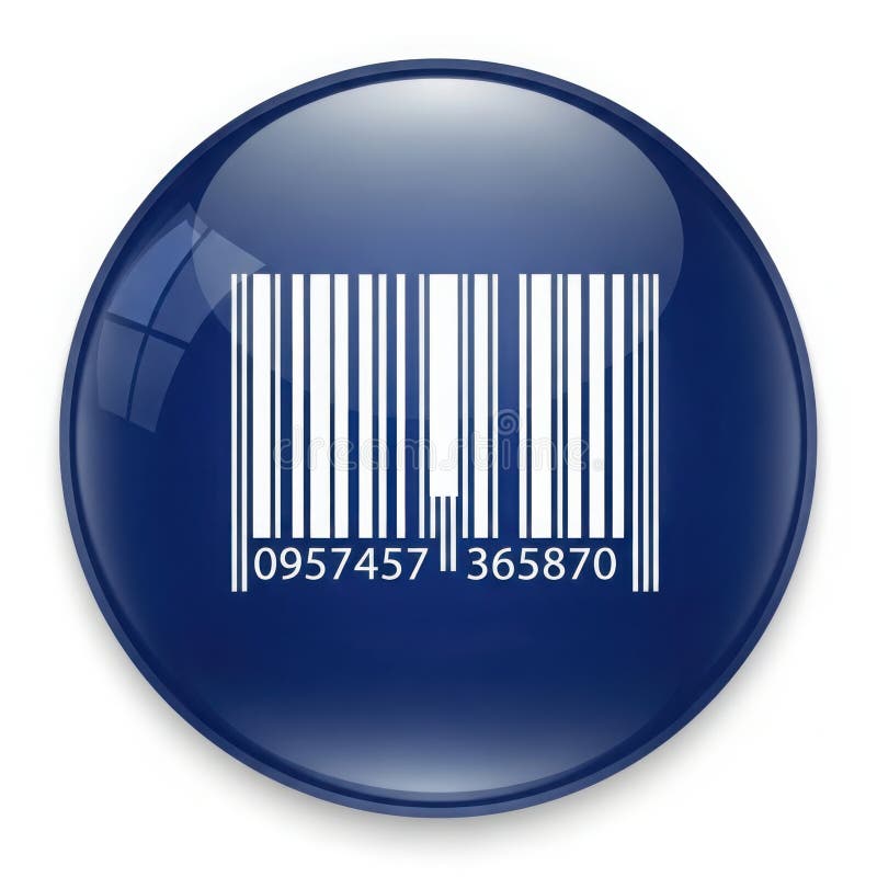 Blue Barcode Icon, Round, Glossy Isolated on a Transparent Background ...