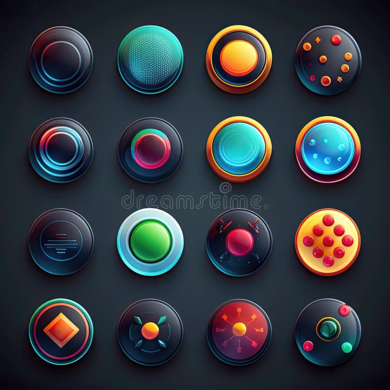 Glossy Round Game Button Ai Generated Stock Image - Image of panel ...