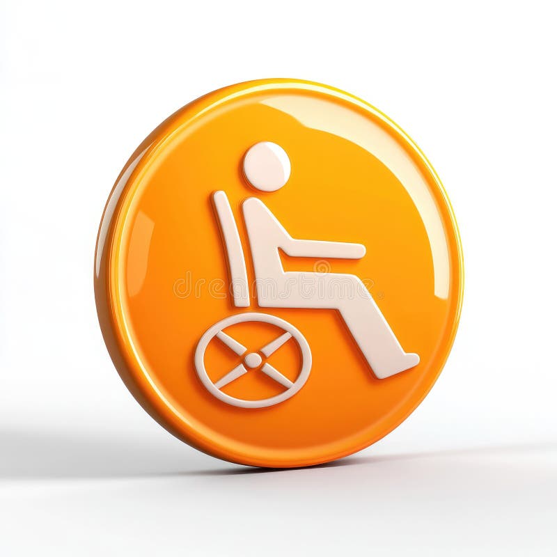 Orange Glossy Wheelchair Accessibility Icon Stock Illustration ...