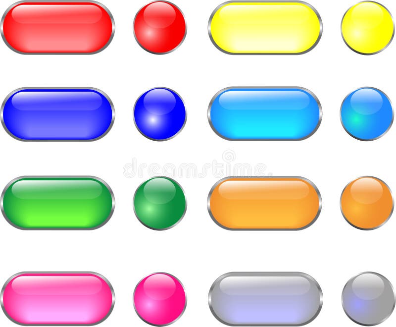 Glossy Round and Oval Button Stock Vector - Illustration of yellow ...