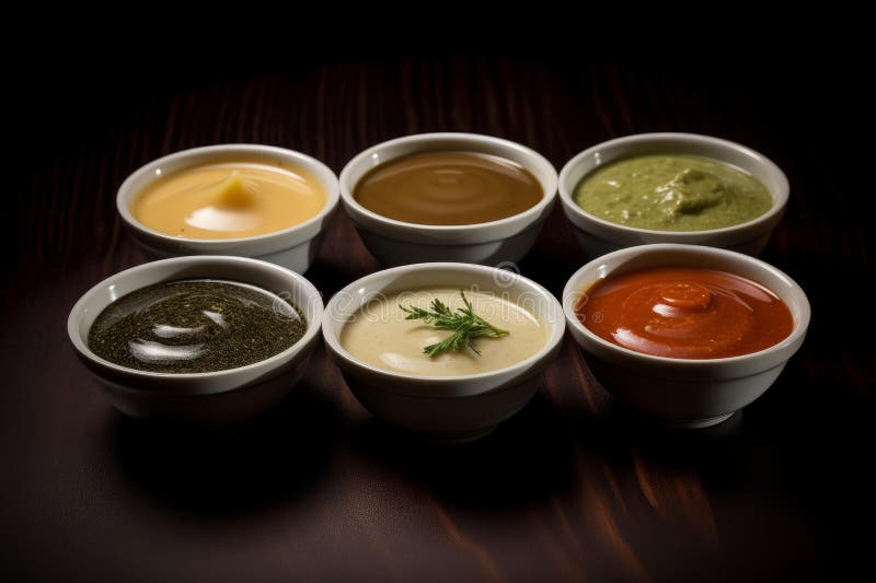 Glossy Sauces Bowls Different. Generate Ai Stock Illustration ...