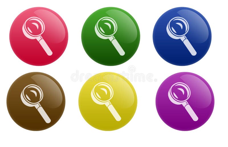 Glossy Search Icon in Purple Background. Stock Vector - Illustration of ...