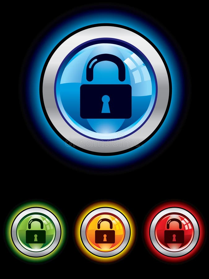 Glossy security button stock vector. Illustration of icon - 6833814